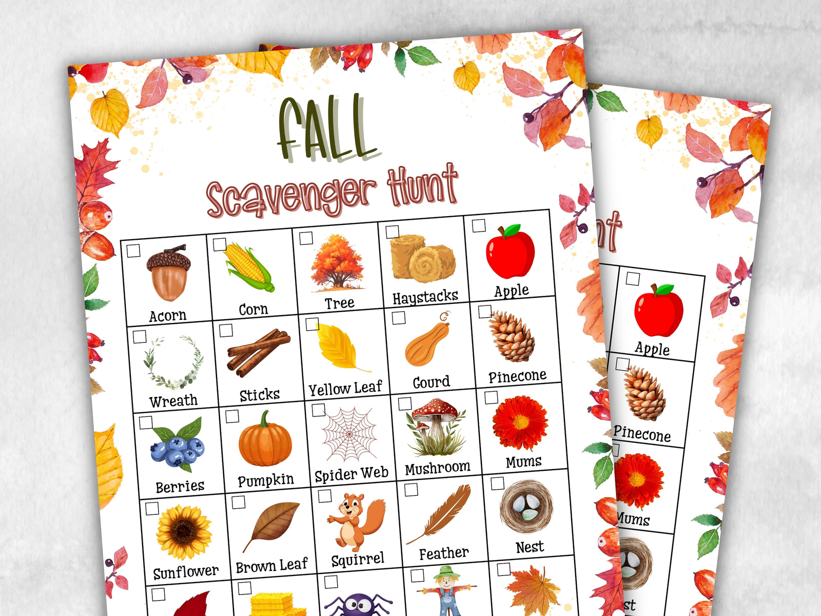 Outdoor Scavenger Hunt Clues for Kids, Outdoor Thanksgiving Scavenger ...