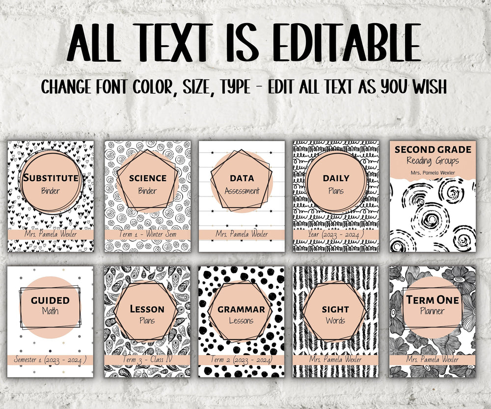 Printable Binder Cover I Homeschool Binder I Black and White I Sub ...