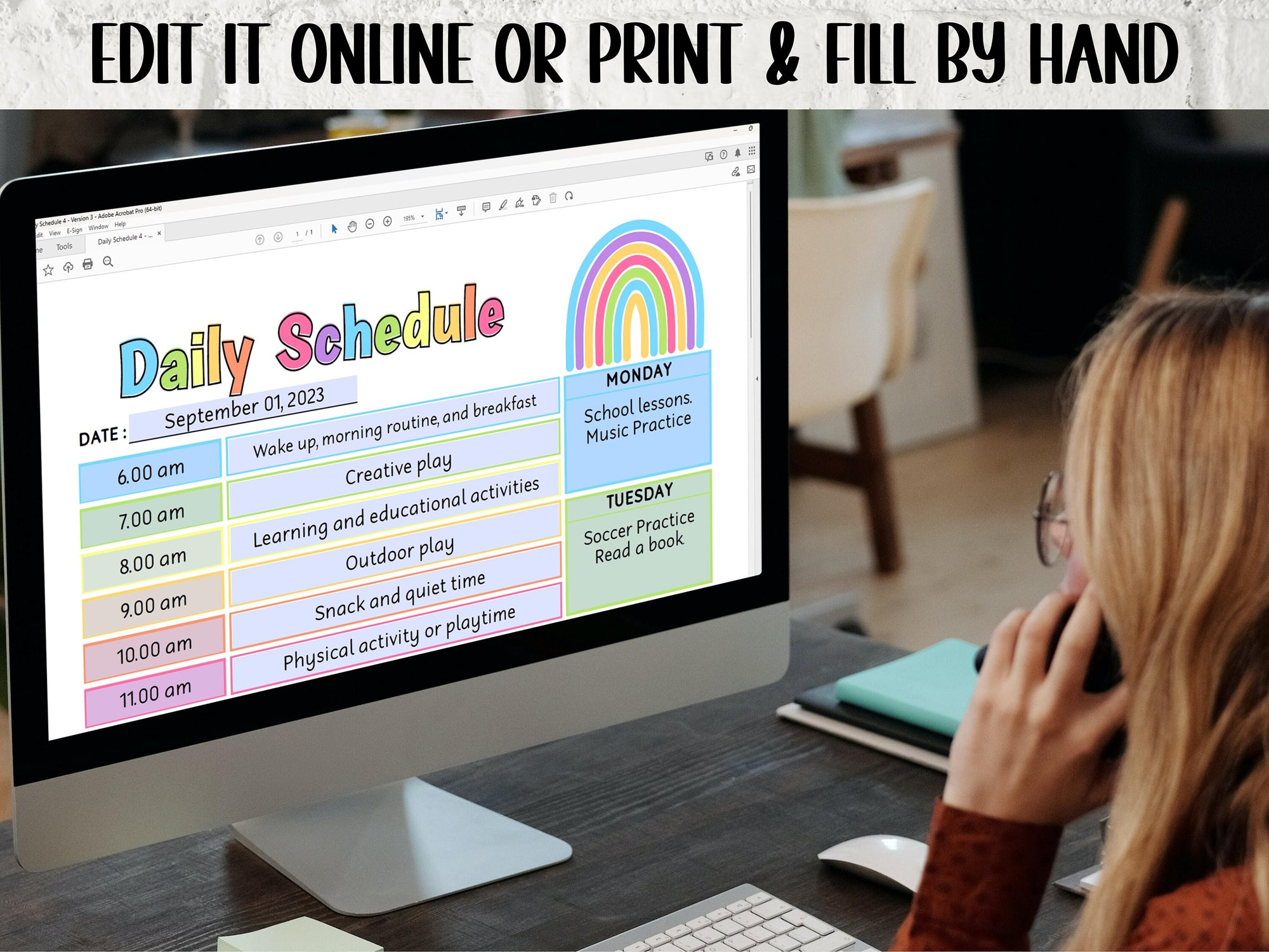 Editable Kids Daily Routine - Daycare Schedule - Kids Daily Chores ...