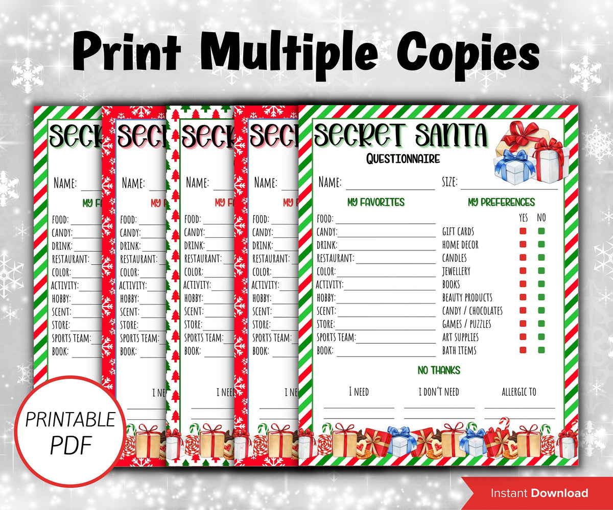 Secret santa questionnaire for coworkers I Secret Santa - Office gift ...