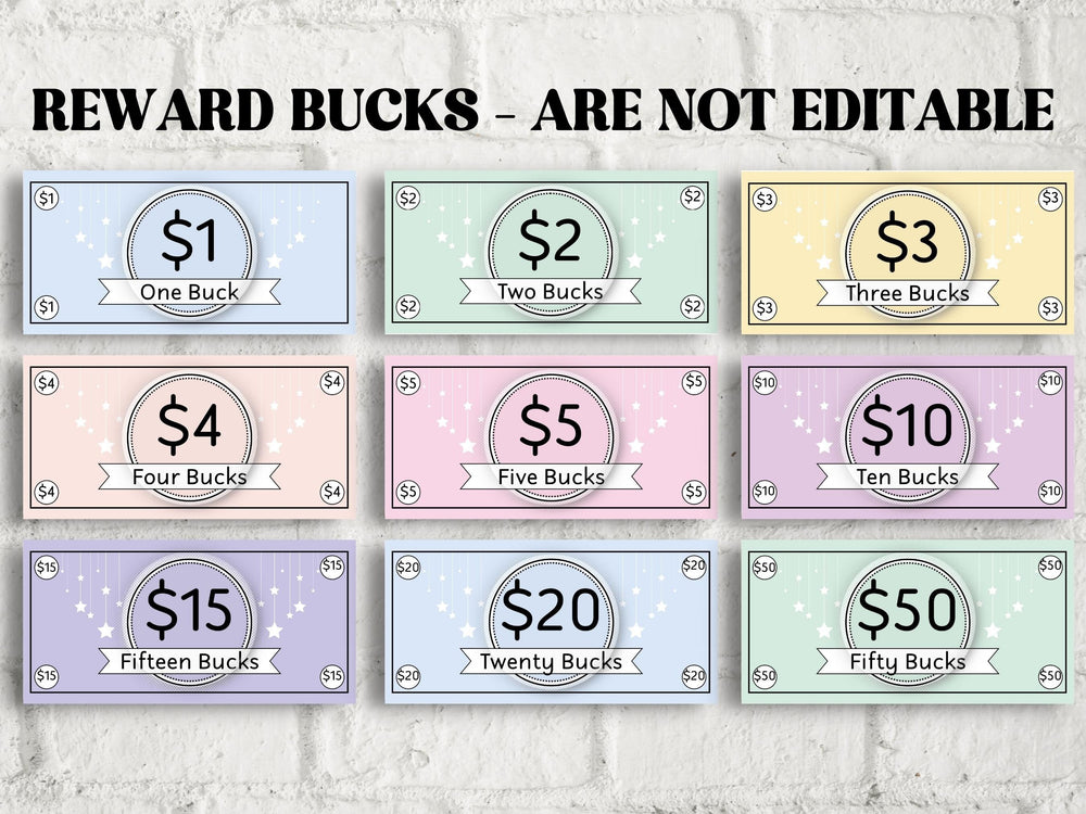 Mom Bucks | Reward Bucks | Allowance Play Money | Canva Link | Chore ...