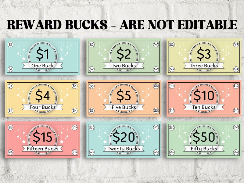 Mom Bucks | Reward Bucks | Allowance Play Money | Canva Link | Chore ...