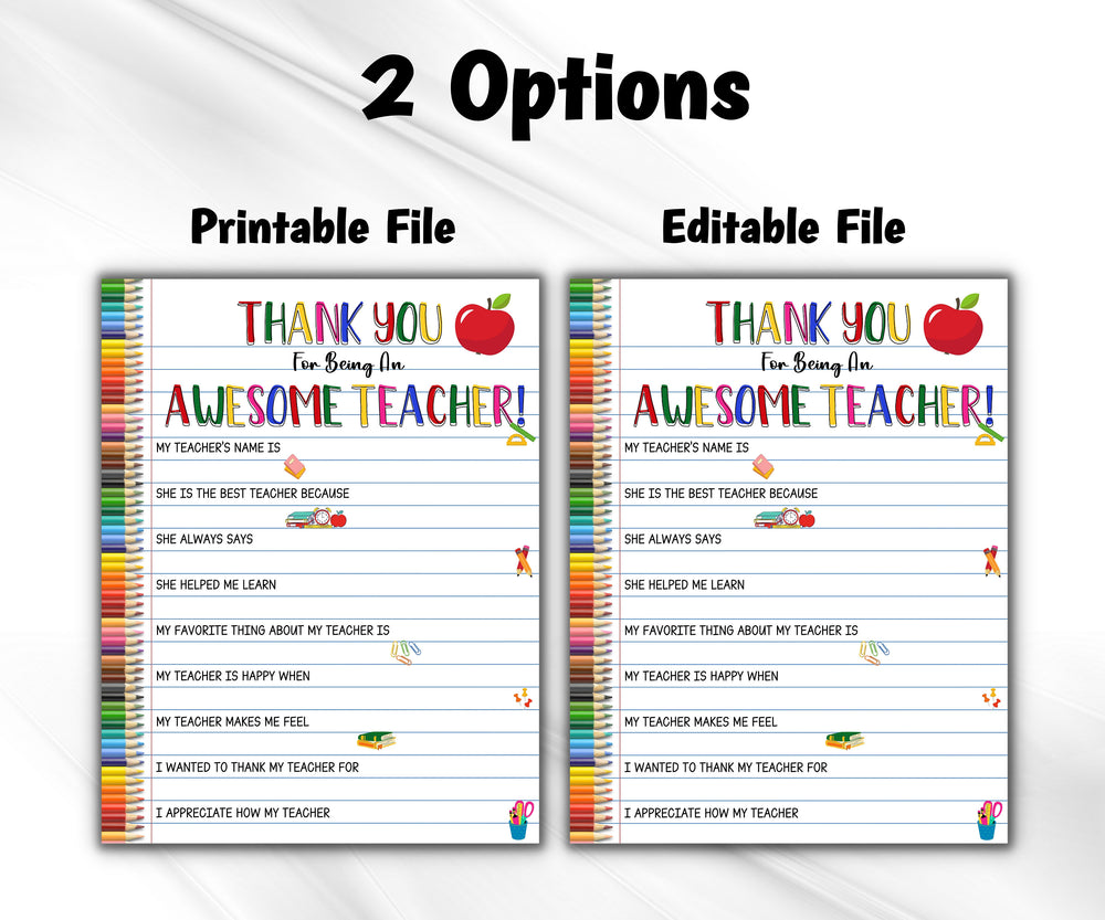 Editable All About My Teacher | Teacher Appreciation Gift | End Of Year ...