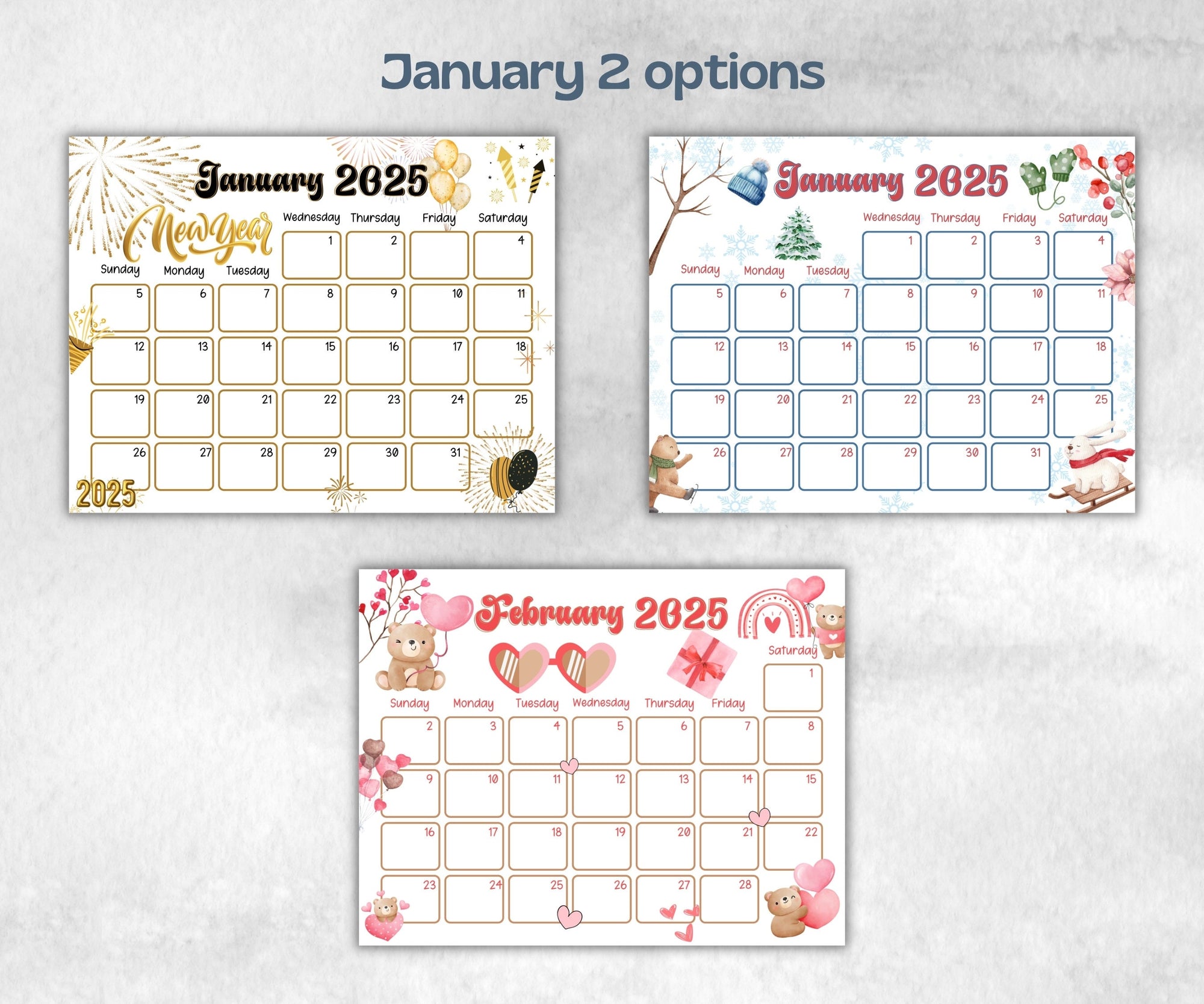Kids Annual Monthly 2025 Calendar, Printable 2025 Calendar, Homeschool ...