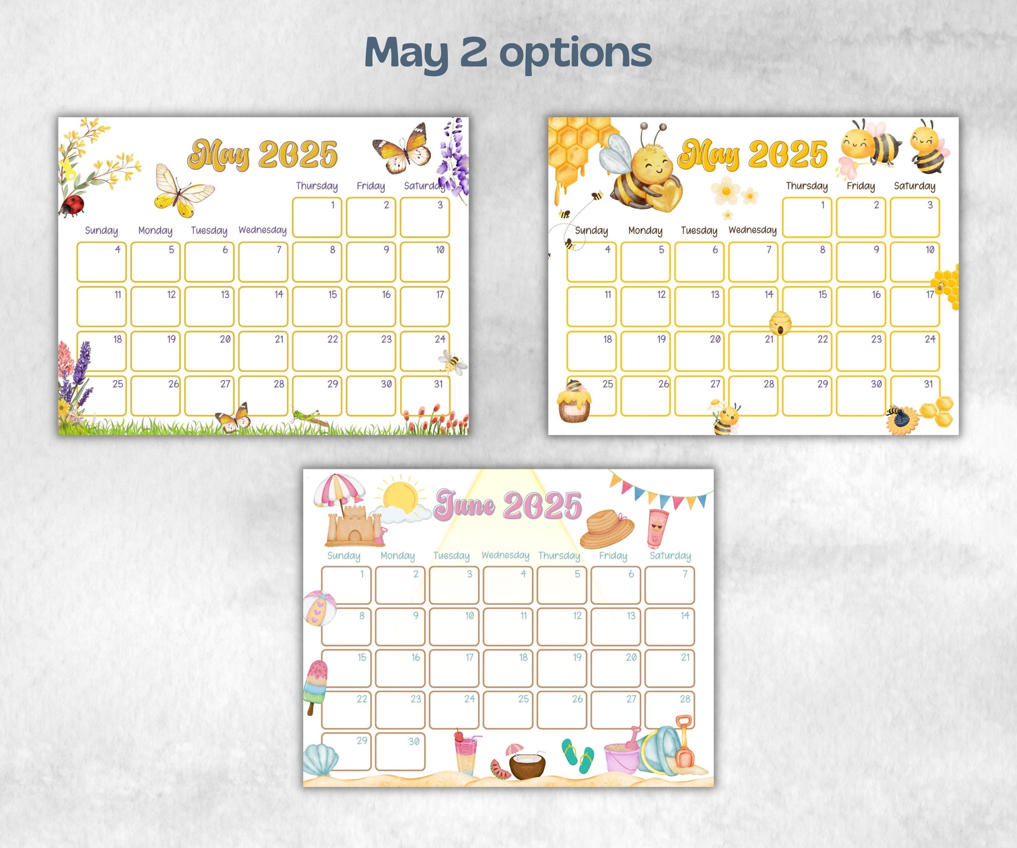 Kids Annual Monthly 2025 Calendar, Printable 2025 Calendar, Homeschool ...