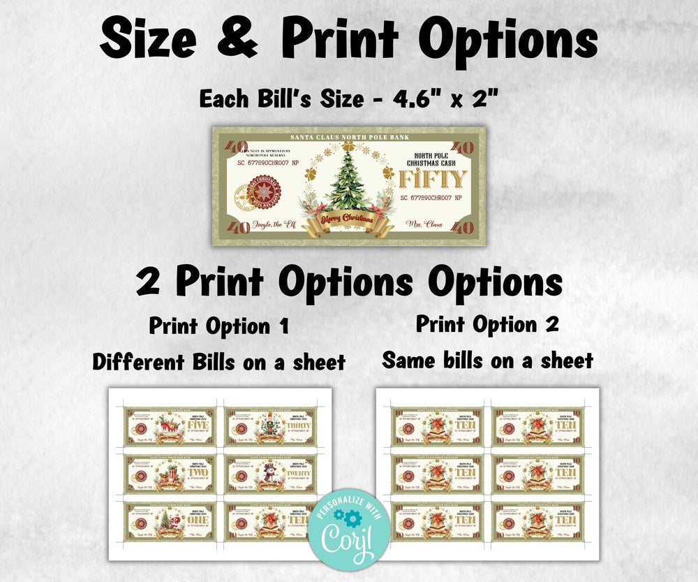 Editable Christmas Bucks, Ready To Print Christmas Play Money, North ...