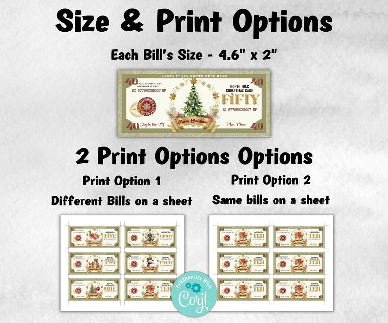 Editable Christmas Bucks, Ready To Print Christmas Play Money, North ...