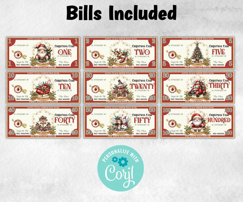 Ready To Print Christmas Bucks, Editable Christmas Play money, North ...