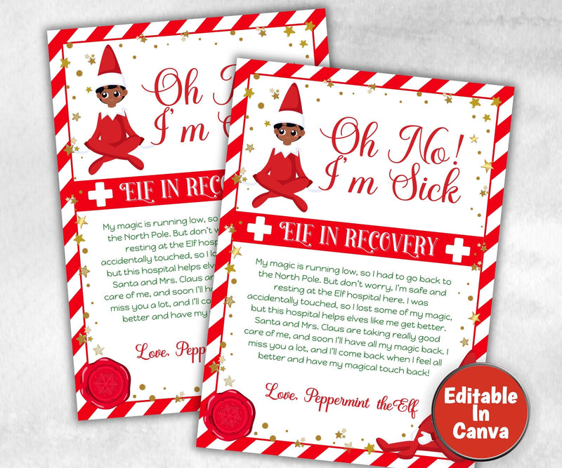 Oh No I’m Sick Printable, Editable Elf Recovery Letter, Kids Elf ...