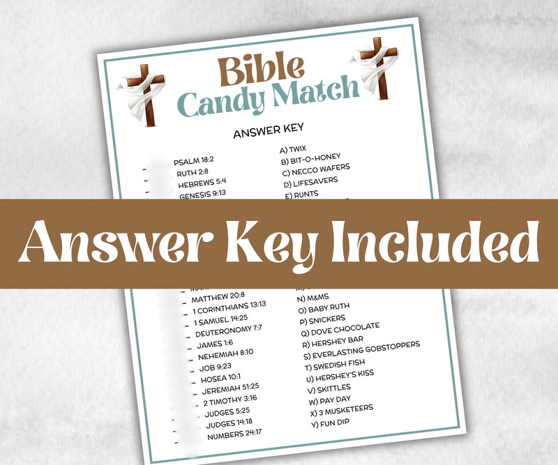 Bible Candy Match Trivia, Bible Study riddles, Holiday Bible Camp, wom ...